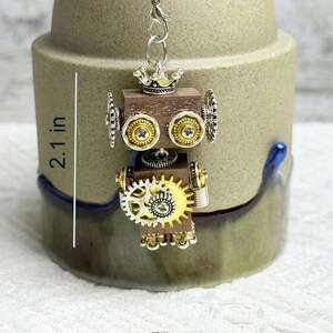 Cute Mini Green Wooden Steampunk Robot Necklace Set, Handmade Robotics ...