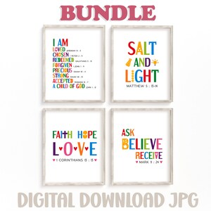 Bible Verse Bundle. Printable Wall Art for Children Bedroom and Sunday ...