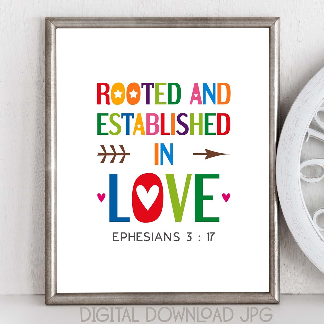 Religious Christian Wall Art. Rooted and Established in Love. Printable ...