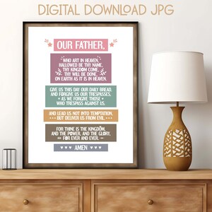 The Lord's Prayer Poster. Our Father Who Art in Heaven. Bible Verse ...