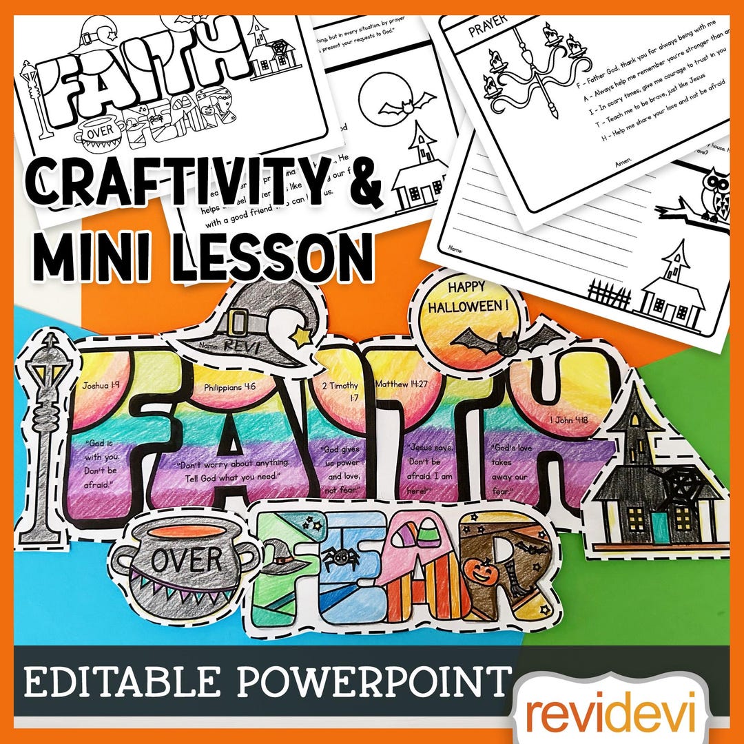 Faith Over Fear. Halloween Christian Craft Kit. Printable Bible Lessons ...
