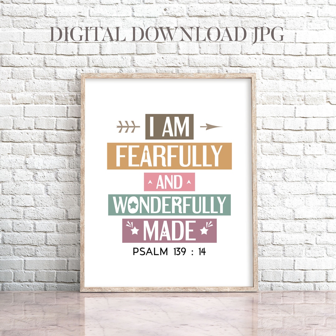 Printable Bible Verse Wall Art. Boho Design. I Am Fearfully and ...