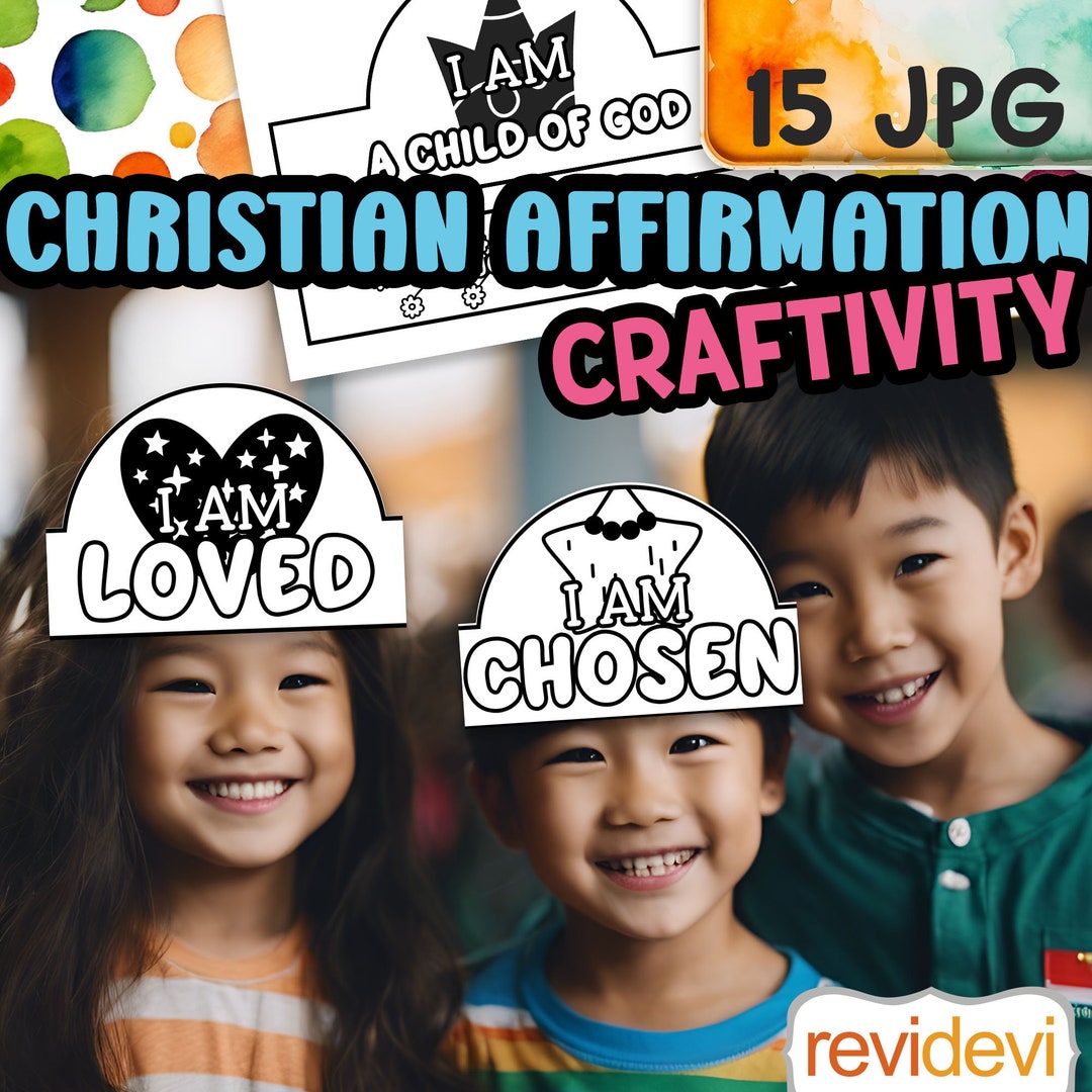 Printable Christian Affirmation Coloring Pages for Crown Hat Craft ...