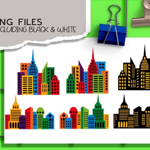 City Buildings Clip Art Bundle Superhero City Skyline Digital Images ...