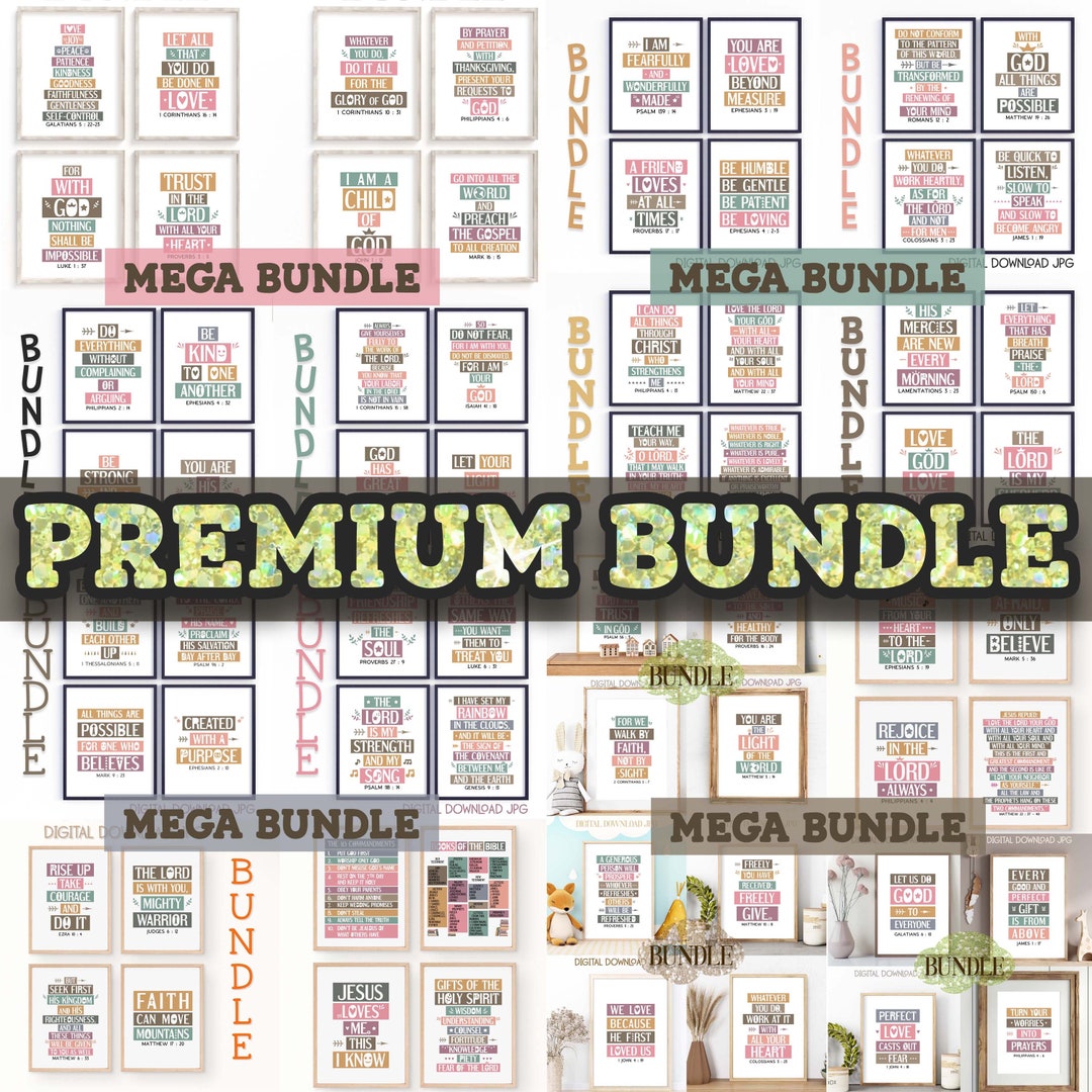 Boho Bible Verse. Premium Bundle. Set of 64. Bible Printable Wall Art ...