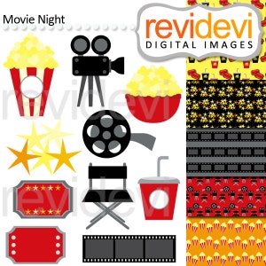 Hollywood Movie Night Clip Art Bundle. Red Carpet Party, Tuxedo ...
