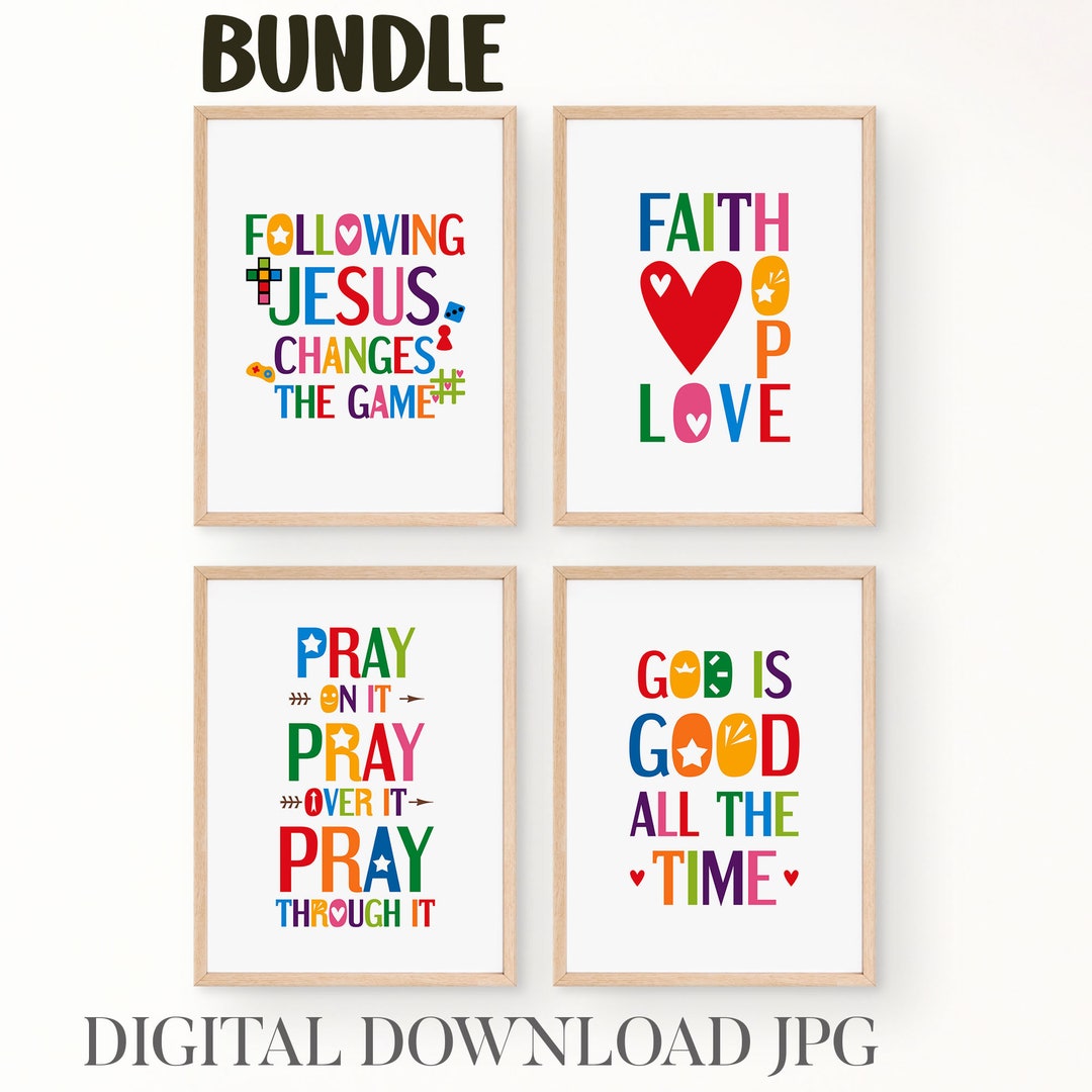 Printable Kids Wall Art Bundle. Christian Sayings, Bible Verses Posters ...