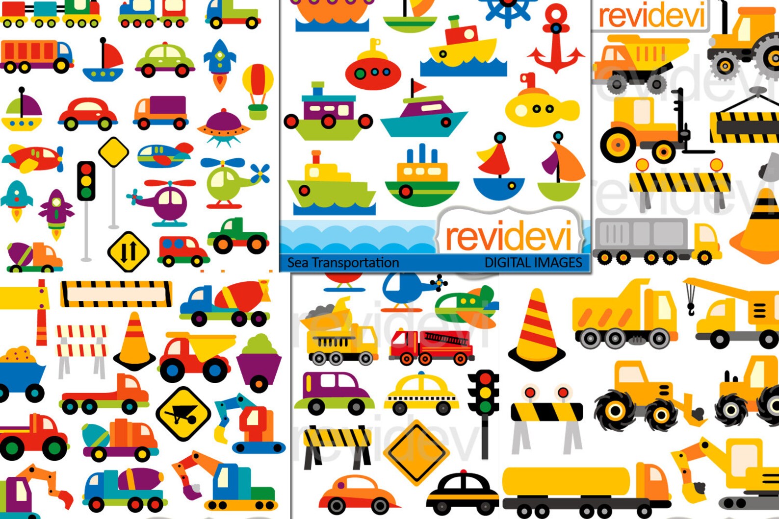 Transportation Clip Art Bundle. Cars Construction Trucks - Etsy Canada