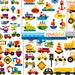 Transportation Clip Art Bundle. Cars, Construction Trucks, Boat, Planes ...