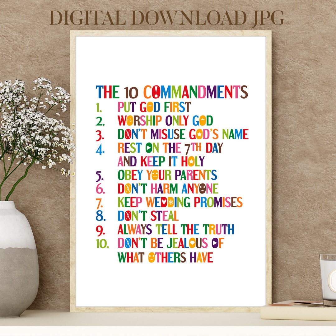 The 10 Commandments. Printable Bible Verse Wall Art Sign. - Etsy