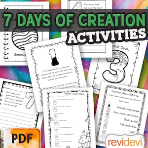 Printable Bible Lessons for Kids. 7 Days of Creation Story and ...