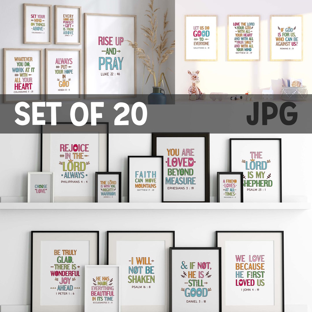 Big Bible Memory Verses Bundle. Set of 20. Bible Quotes Wall Art ...
