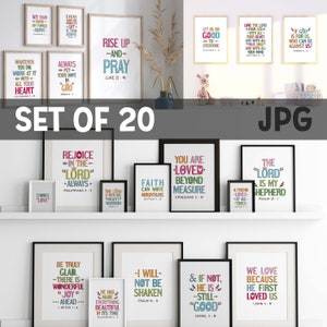 Big Bible Memory Verses Bundle. Set of 20. Bible Quotes Wall Art ...