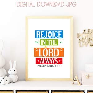 Rejoice in the Lord Always. Philippians 4:4. Bible Verse Wall Art ...