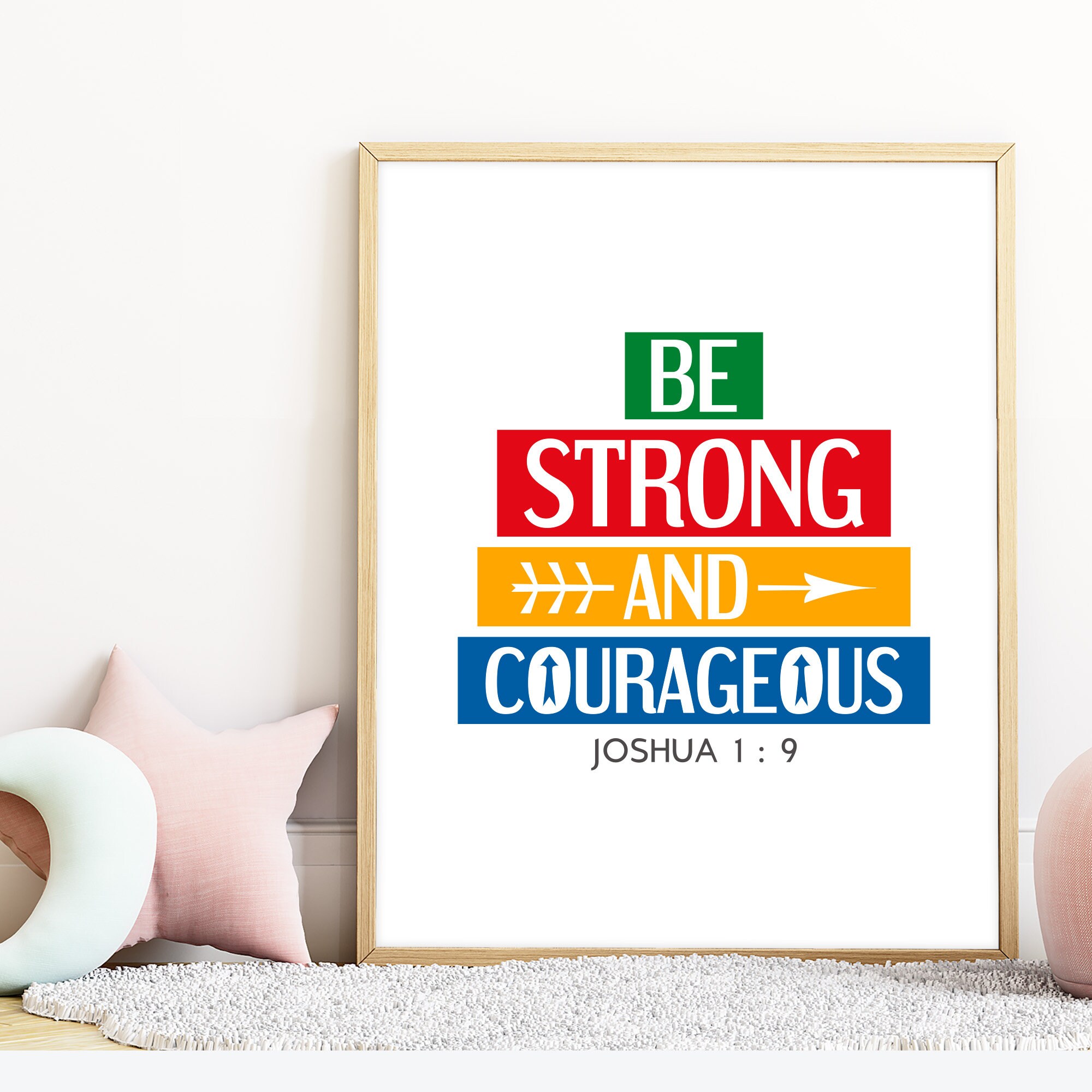 Bible scripture wall art printable Be strong and courageous. | Etsy