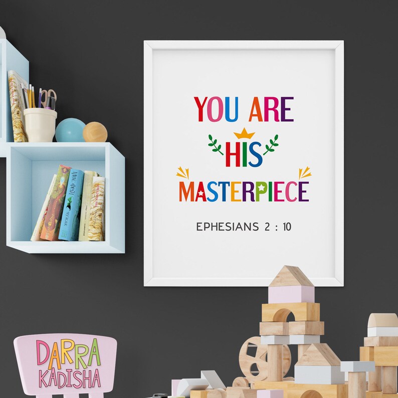Bible Verse Poster Printable. You Are His Masterpiece. - Etsy