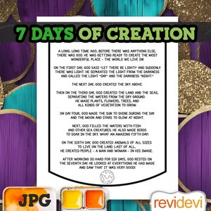 Printable 7 Days of Creation Bible Story Coloring Pages for Sunday ...