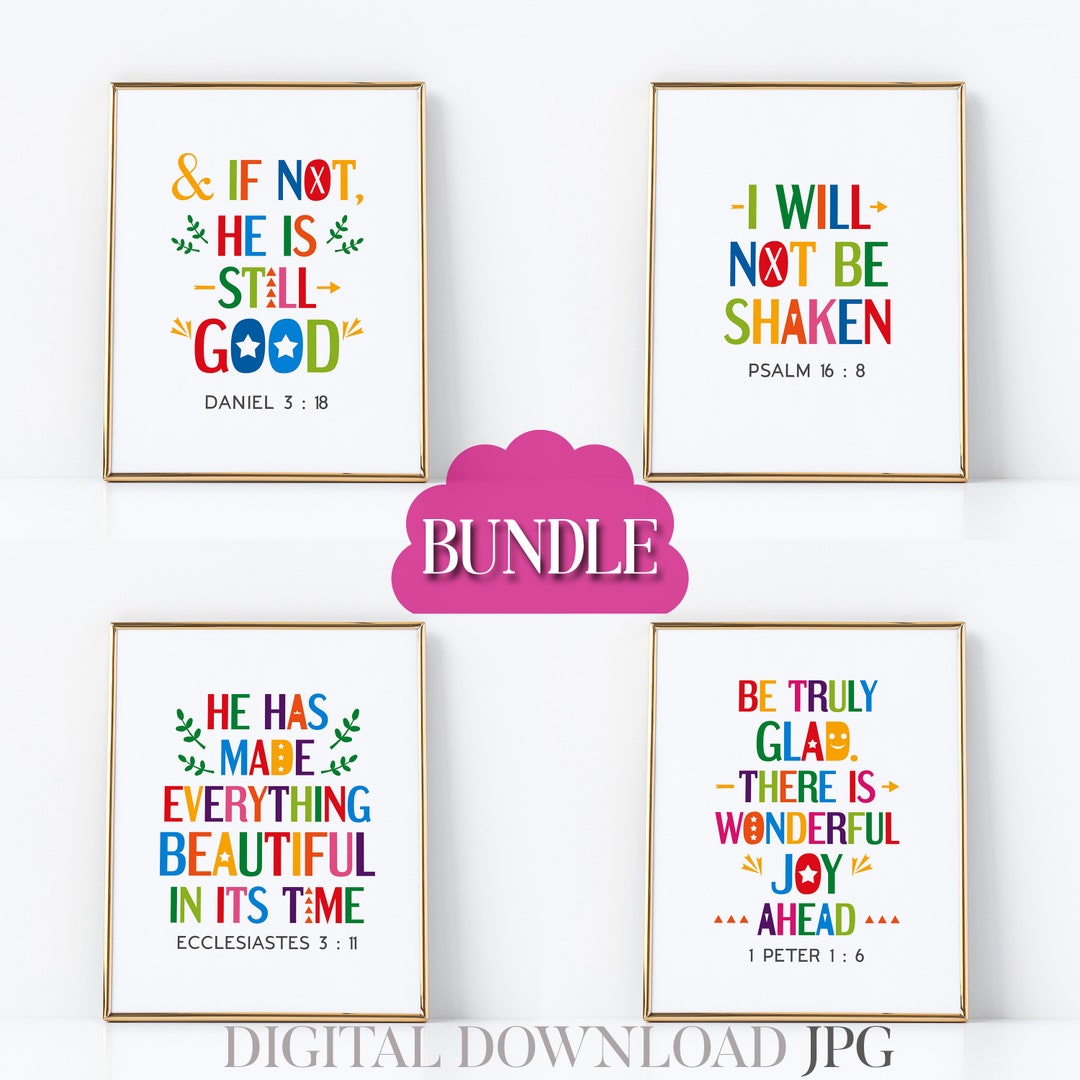 Sunday School Posters. Printable Bible Quotes Wall Art Bundle Vol. 13 ...