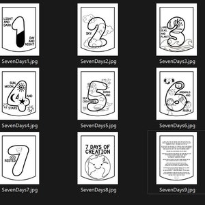 Printable 7 Days of Creation Bible Story Coloring Pages for Sunday ...
