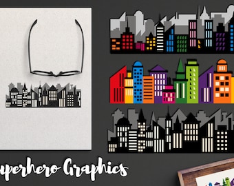 Superhero Clipart Skyline City Buildings Block Clip Art | Etsy
