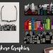 City Buildings Clip Art, Red Blue Yellow. Superhero City Skyline ...