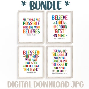 Bible Verse Bundle. Printable Wall Art for Children Bedroom and Sunday ...