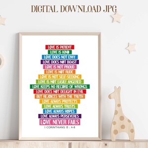 Bible Verse Wall Art. Love is Patient, Love is Kind, Love Never Fails ...