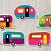 Happy Camper Clipart, RV Camping Caravan Clip Art, Retro Caravan ...