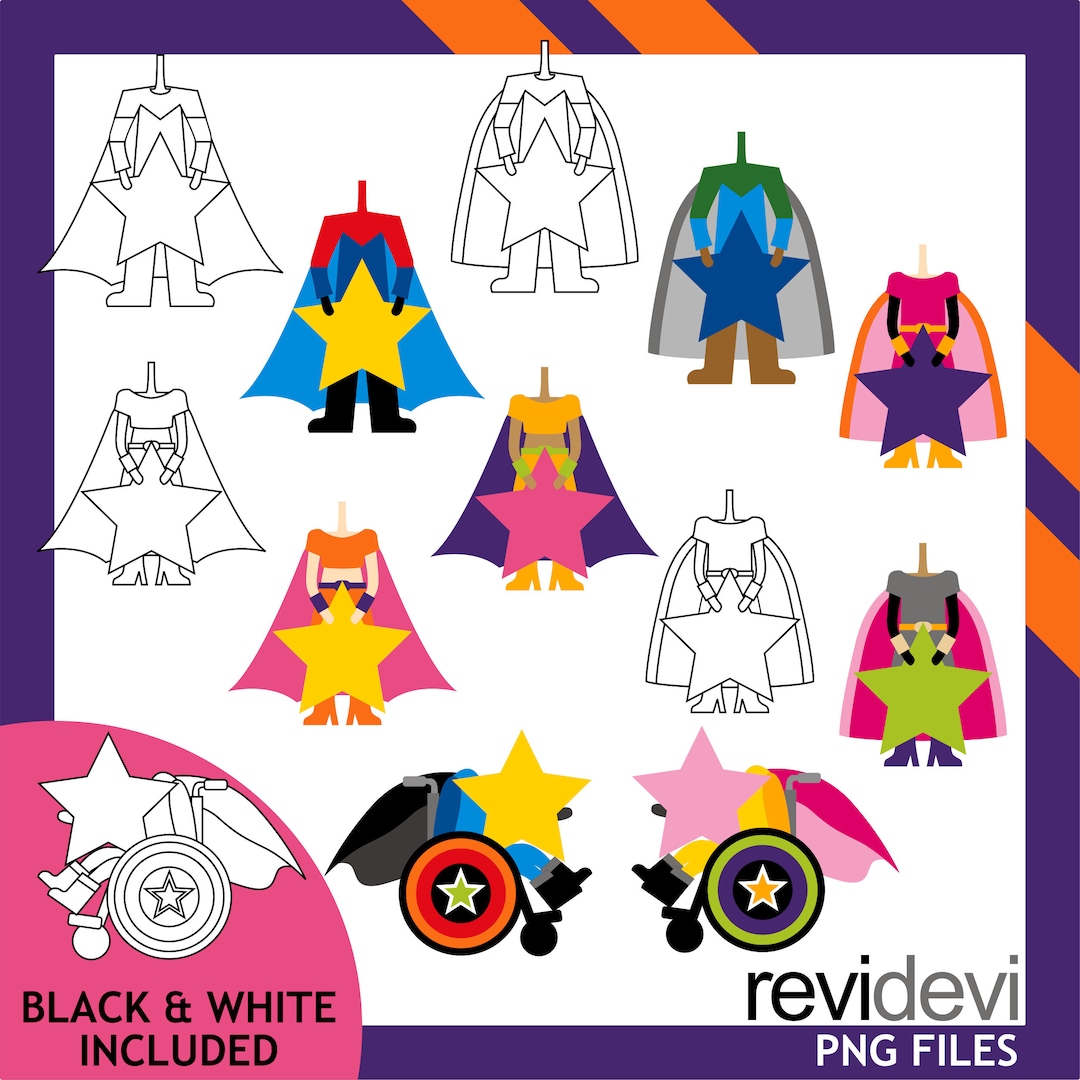 Inclusion Superhero Body Clipart. Back to School Digital Images ...