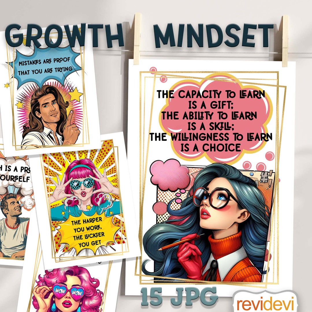 Printable Growth Mindset Wall Art Posters for Teens, Middle and High ...
