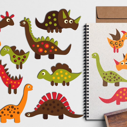 Cute Dinosaurs Digital Clip Art for Scrapbooking Card Making | Etsy
