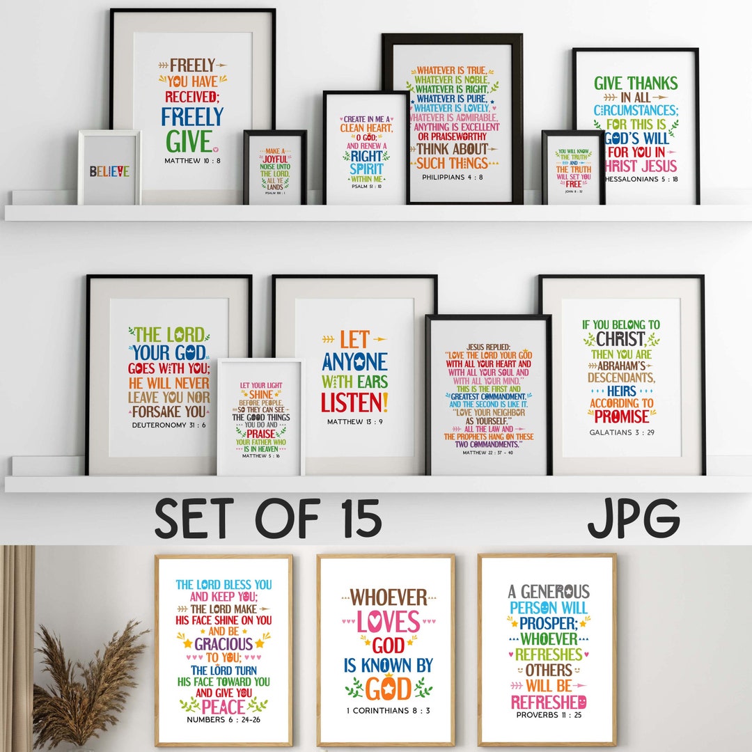 Bible Verses Bundle. Set of 15. Bible Quotes Wall Art. Printable ...
