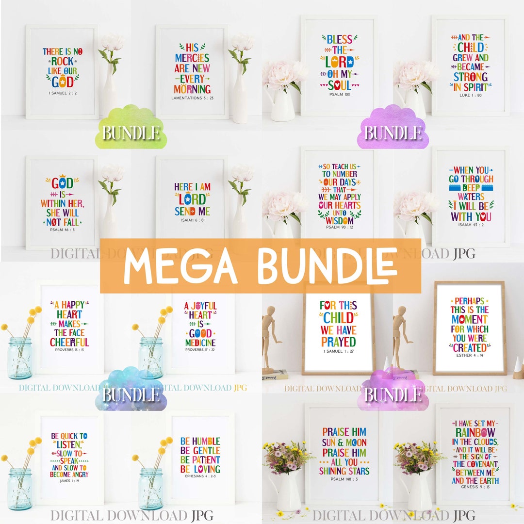 Christian Posters Bundle. Set of 16. Printable Christian Scripture ...