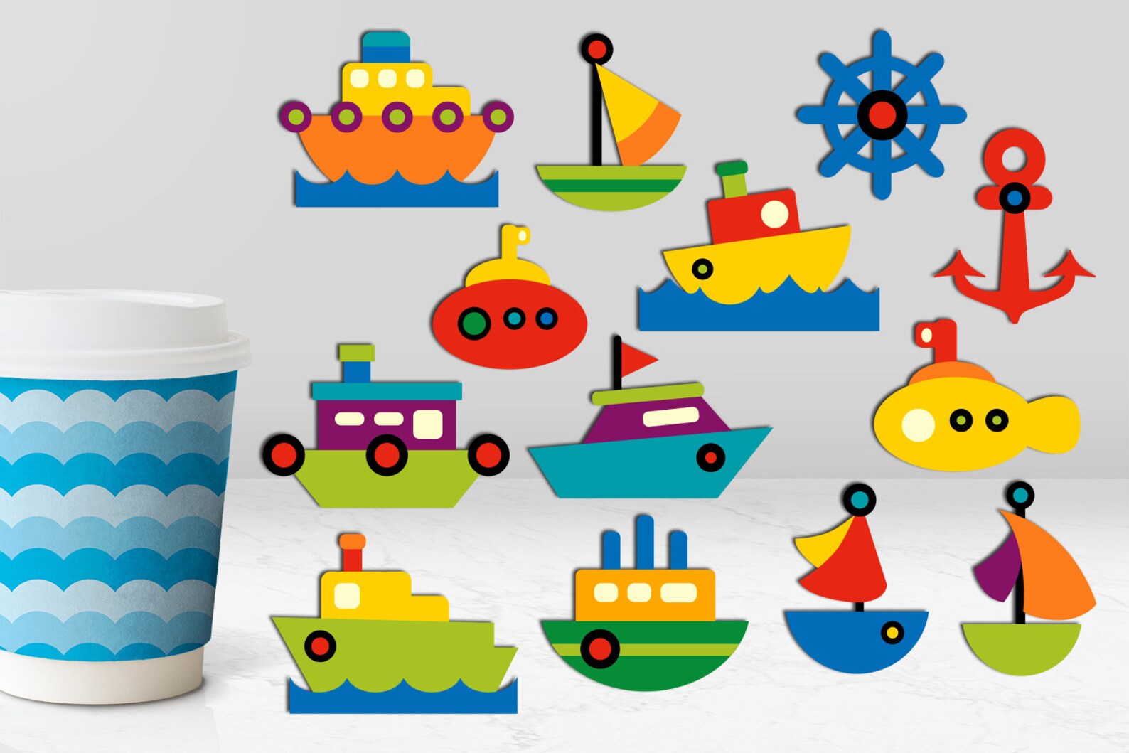 Water transportation clip art commercial use. Boat ship | Etsy