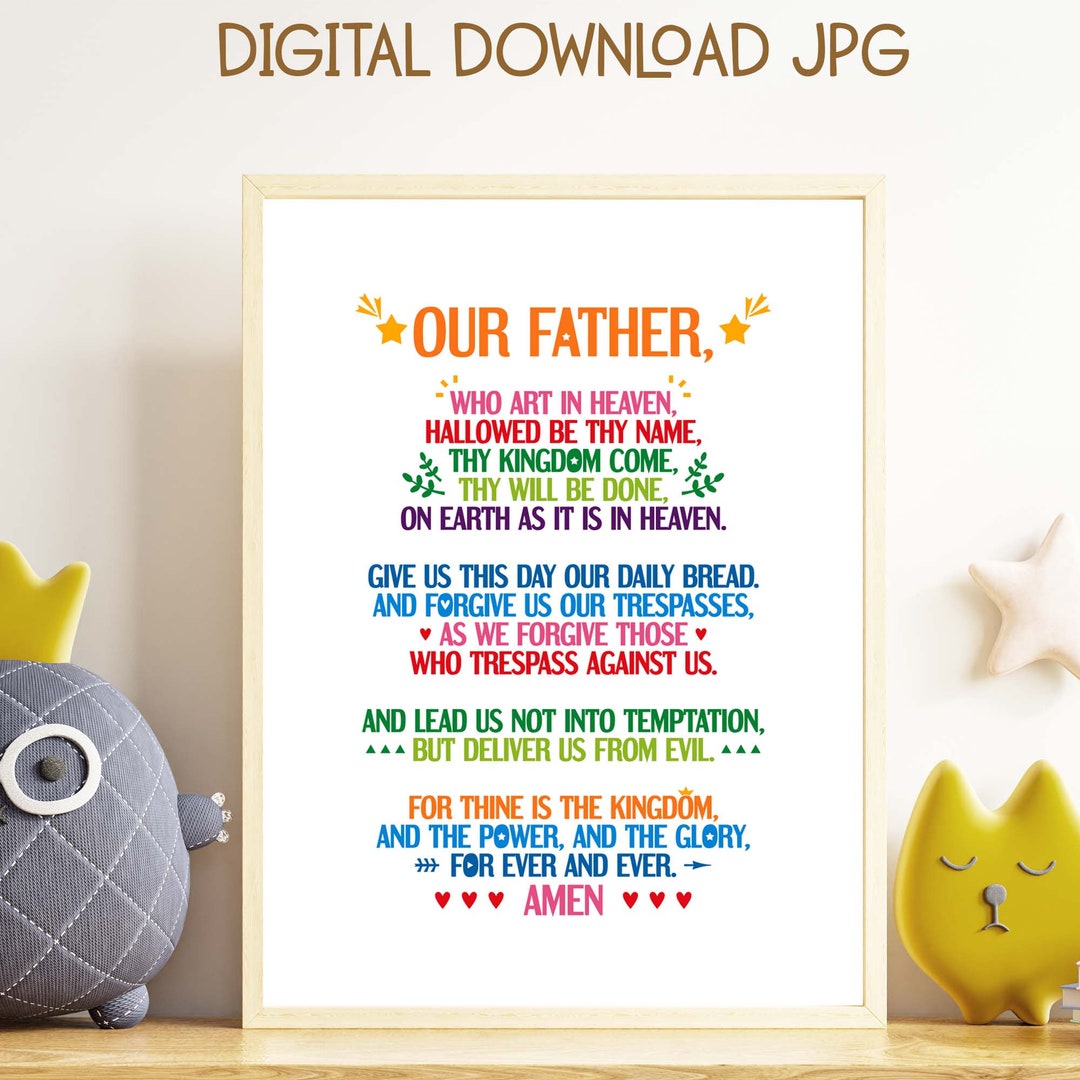 Our Father Who Art in Heaven Poster. the Lord's Prayer. Printable Bible ...