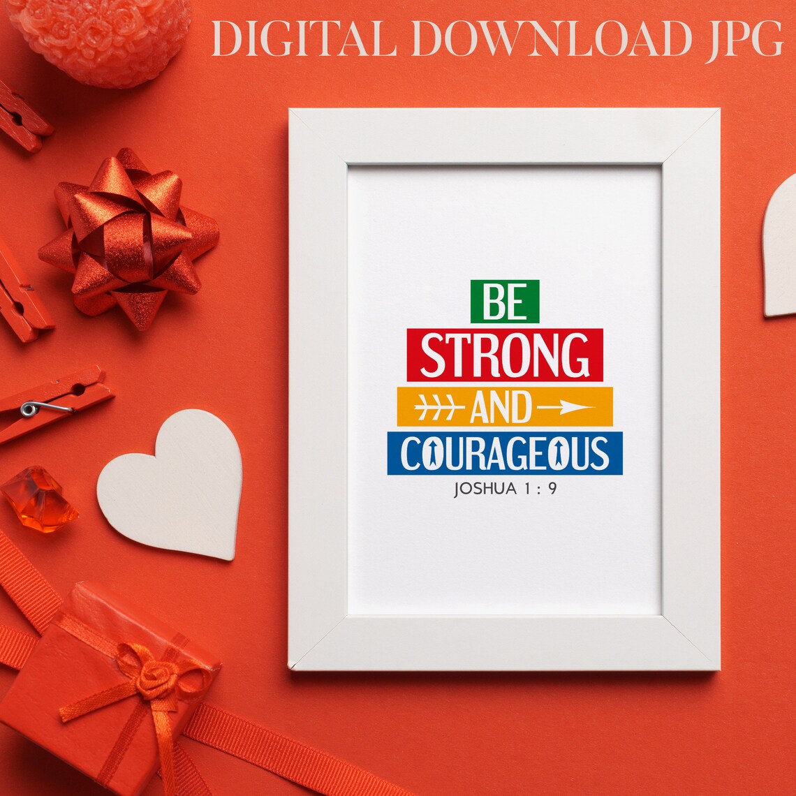 Bible scripture wall art printable Be strong and courageous. | Etsy