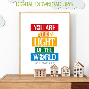 Printable Bible Verse. Wall Art Decor. You Are the Light of the World ...