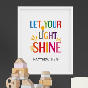 Bible Verse Wall Art Printable. Let Your Light Shine. Matthew 5:16 ...