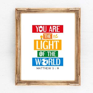 Printable Bible Verse. Wall Art Decor. You Are the Light of the World ...