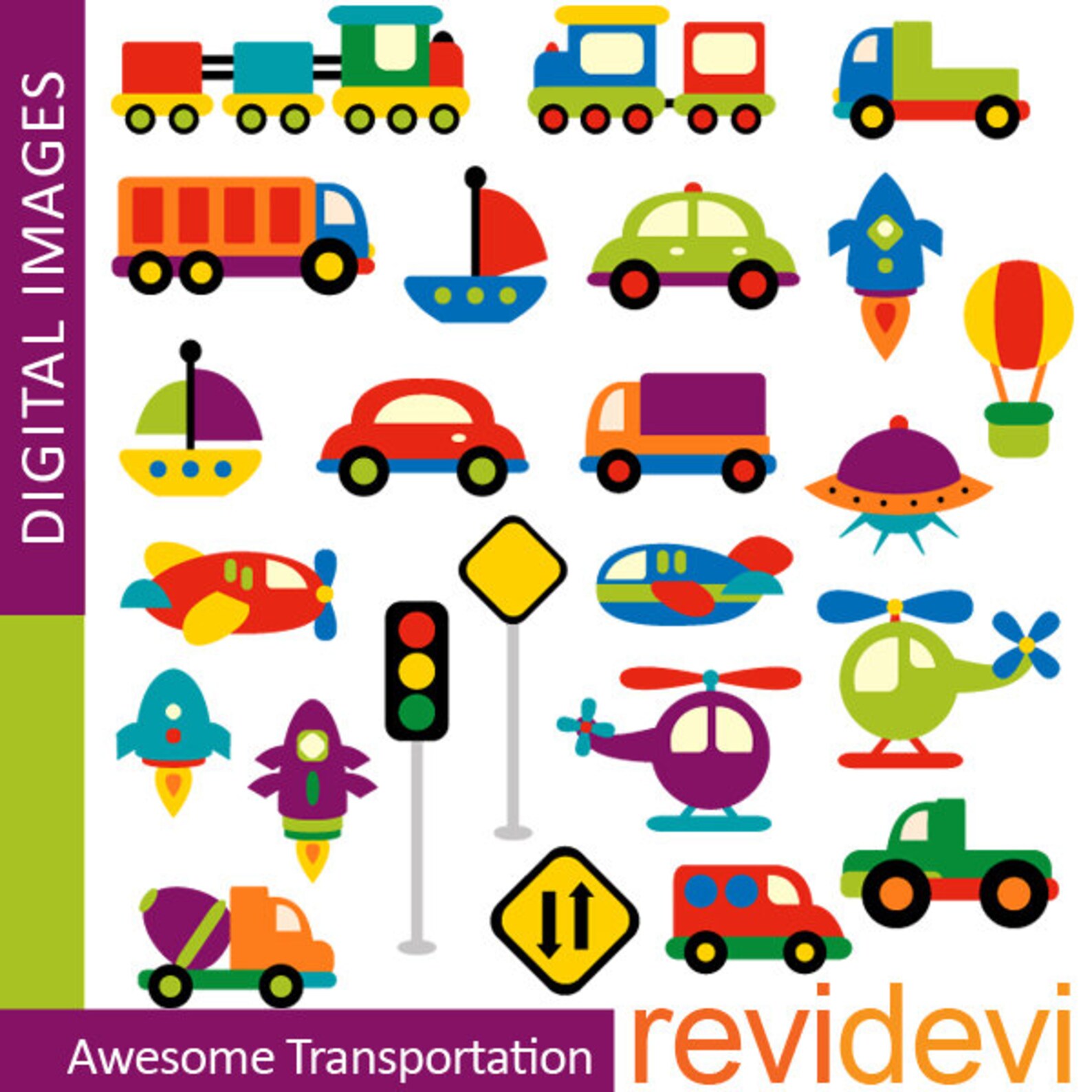 Transportation Clip Art Bundle. Cars Construction Trucks - Etsy Canada