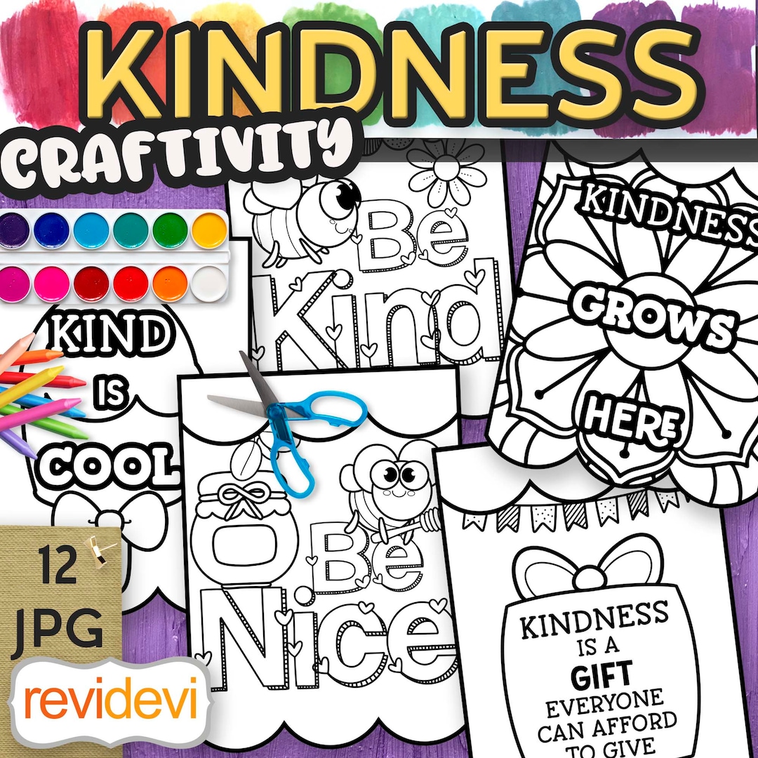 Printable Kindness Coloring Pages. 12 Cute Pennants for Back to School ...