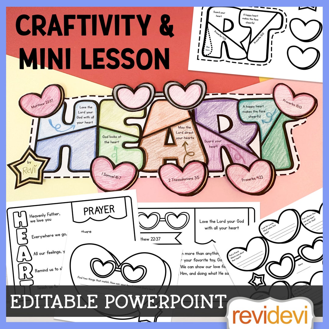 Printable Christian Heart Craft Activities. Sunday School Bible Verse ...