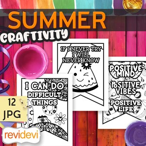 Summer Break. 12 Printable Coloring Pages. Motivational Fun Activity ...
