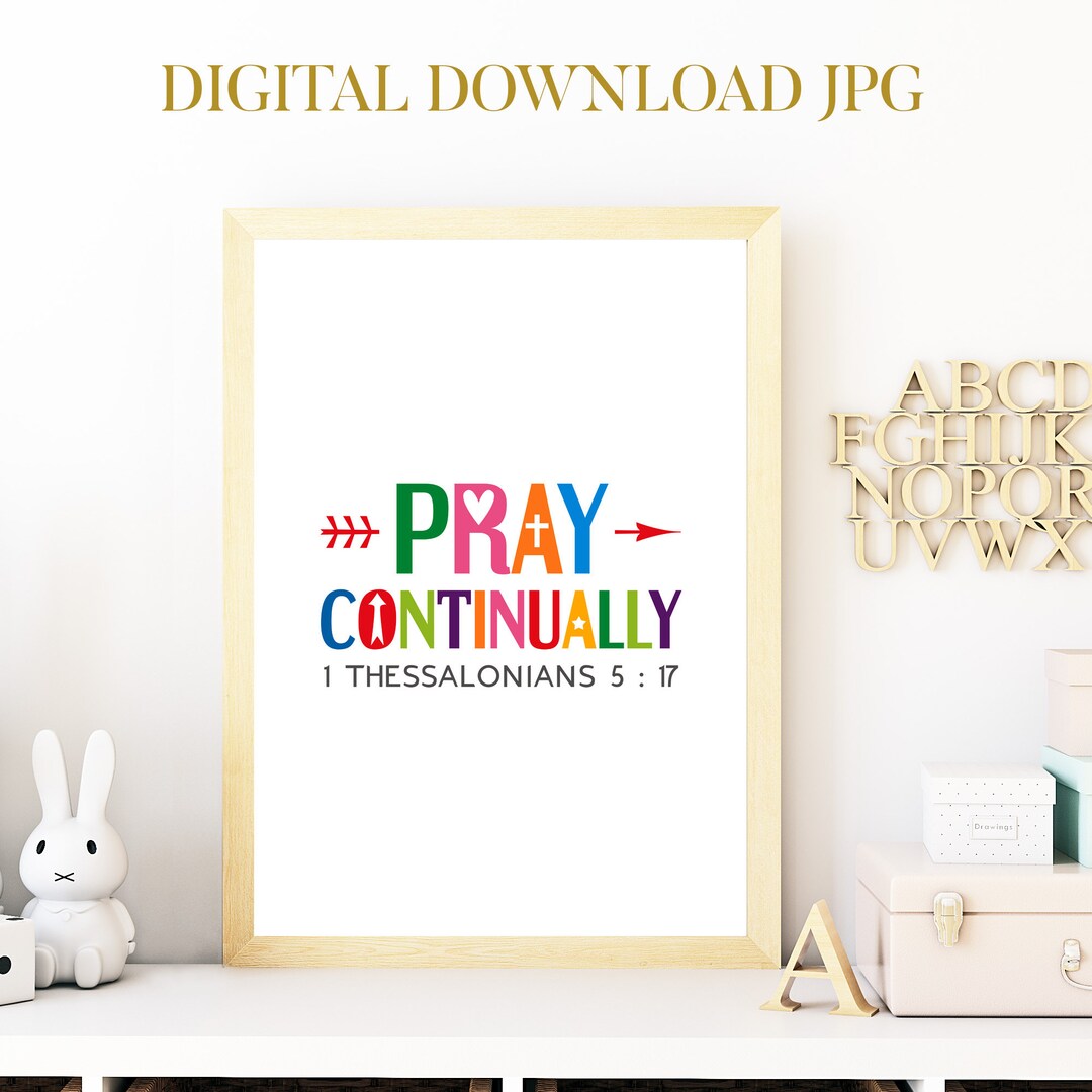 Pray Continually. Printable Bible Verse Wall Art for Church and Sunday ...