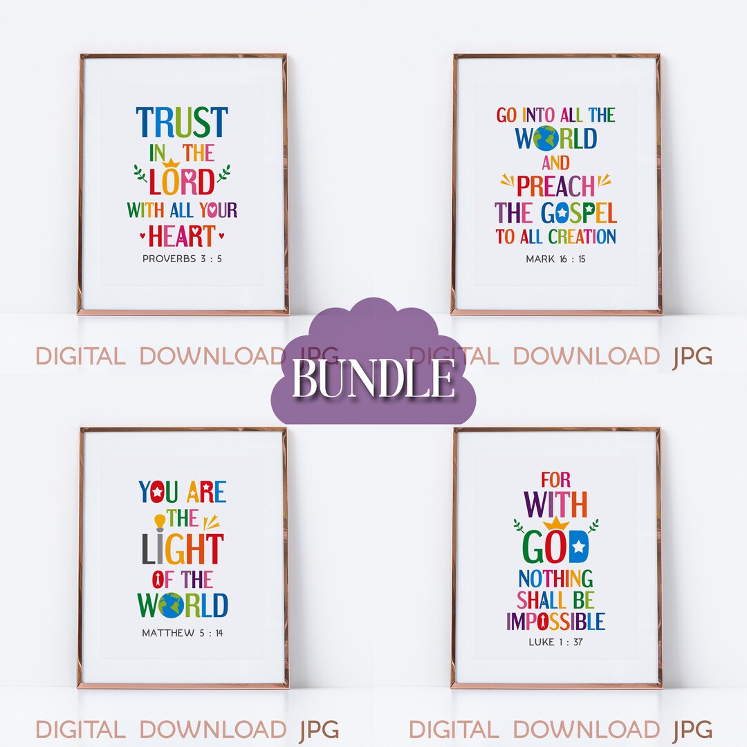 Bible Verses Wall Art. Bundle Vol. 3. Christian Sayings Posters for ...