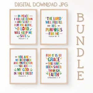 Bible Quotes Bundle. Printable Wall Art for Children Bedroom and Sunday ...