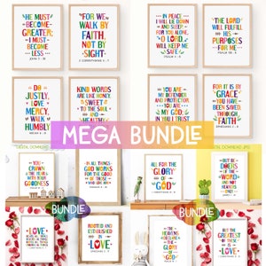 Bible Quotes Bundle. Printable Wall Art for Children Bedroom and Sunday ...