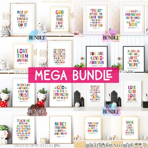 Christian Posters Bundle. Printable Bible Verse Wall Art for Kids ...
