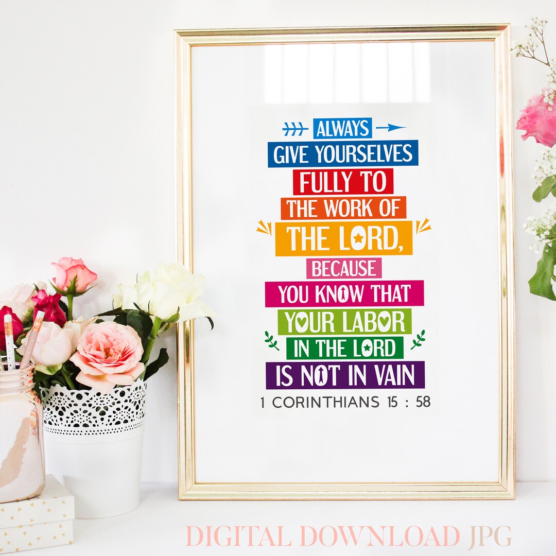 Bible Verse Printable Wall Art for Kids Room - Always Give Yourselves ...