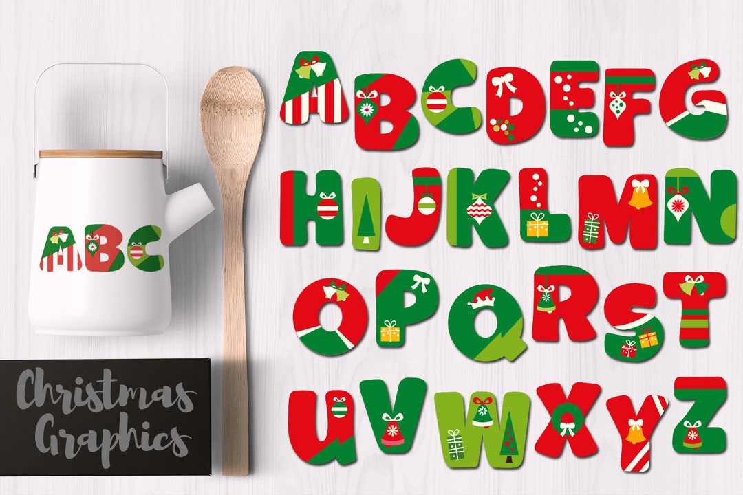 Christmas ABC Alphabet Clip Art 26 PNG Files - Etsy